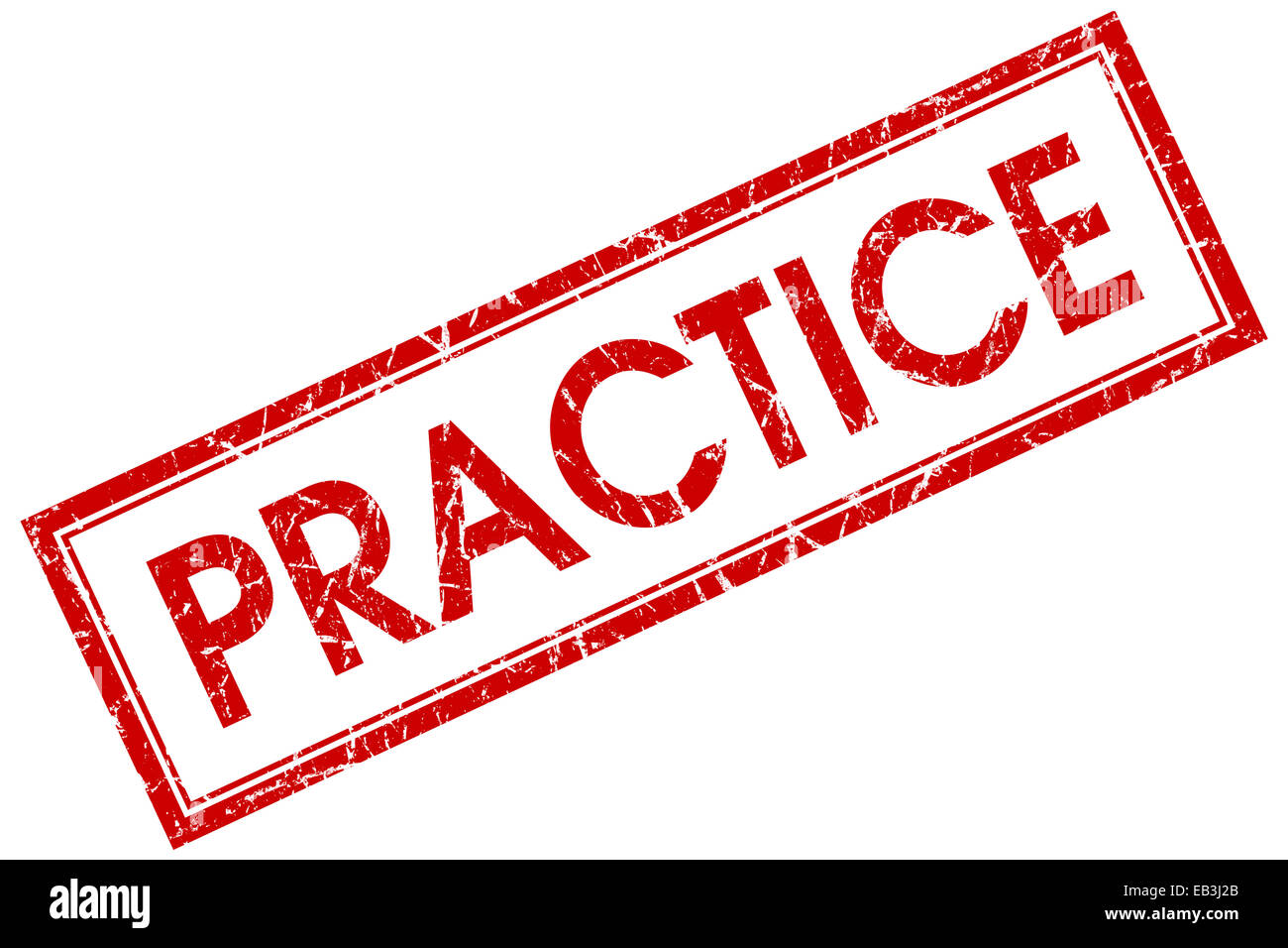 Practice red square grungy stamp isolated on white background Stock ...