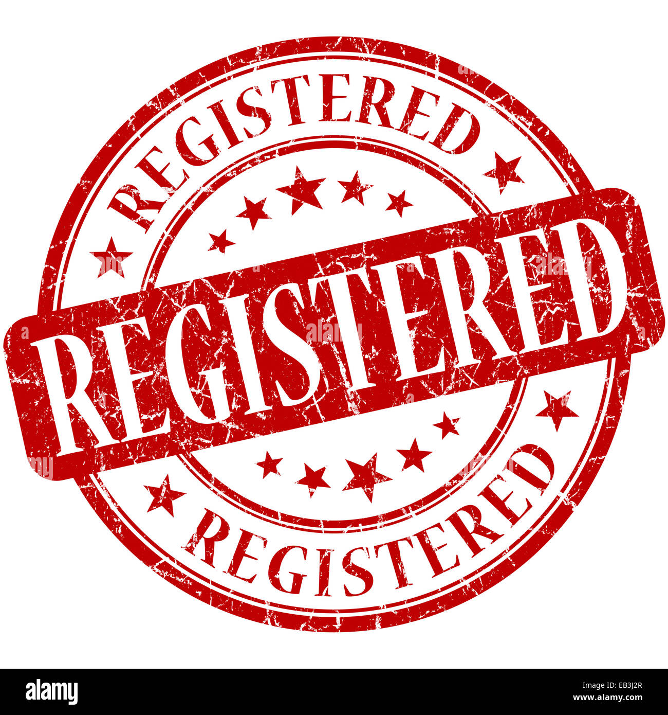 Registered grunge red round stamp Stock Photo - Alamy