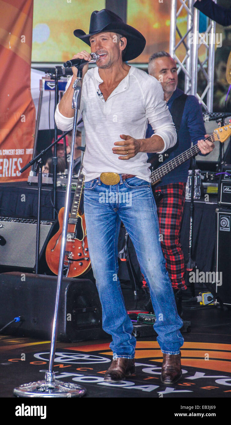 Tim McGraw performing live on 'The Today Show' at the Rockefeller Plaza ...