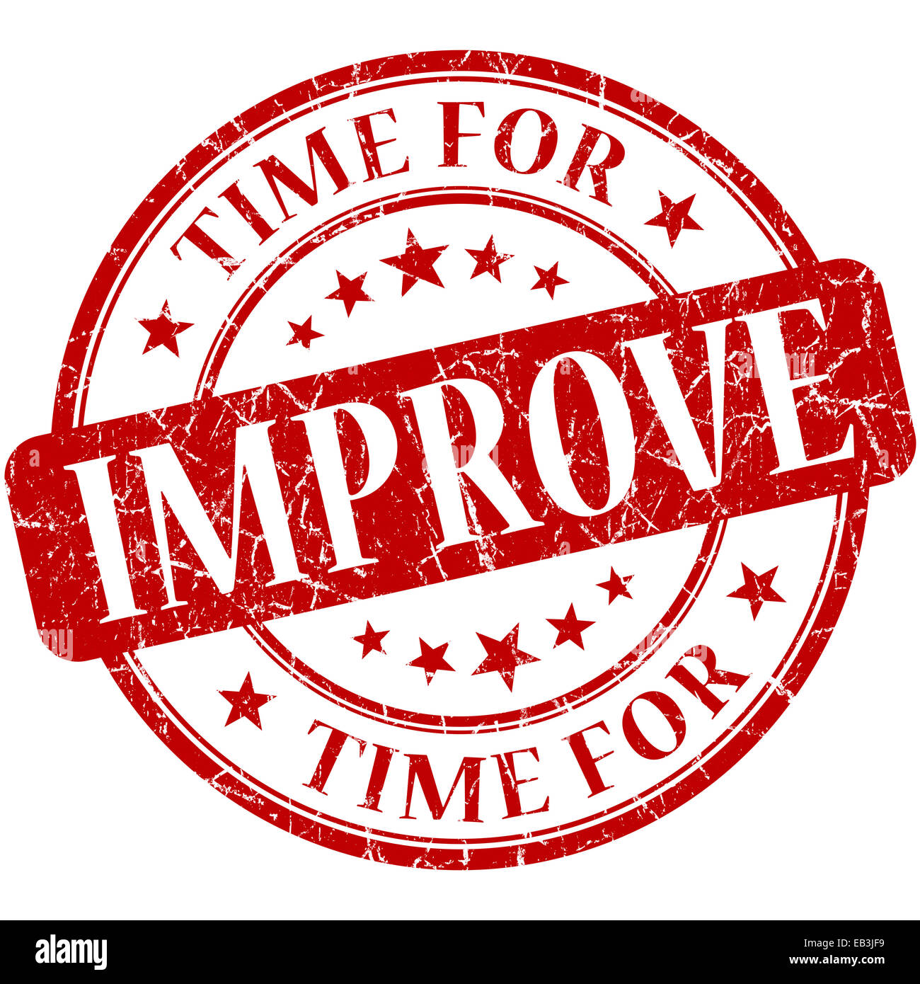 Time for improve red round grungy vintage isolated rubber stamp Stock ...