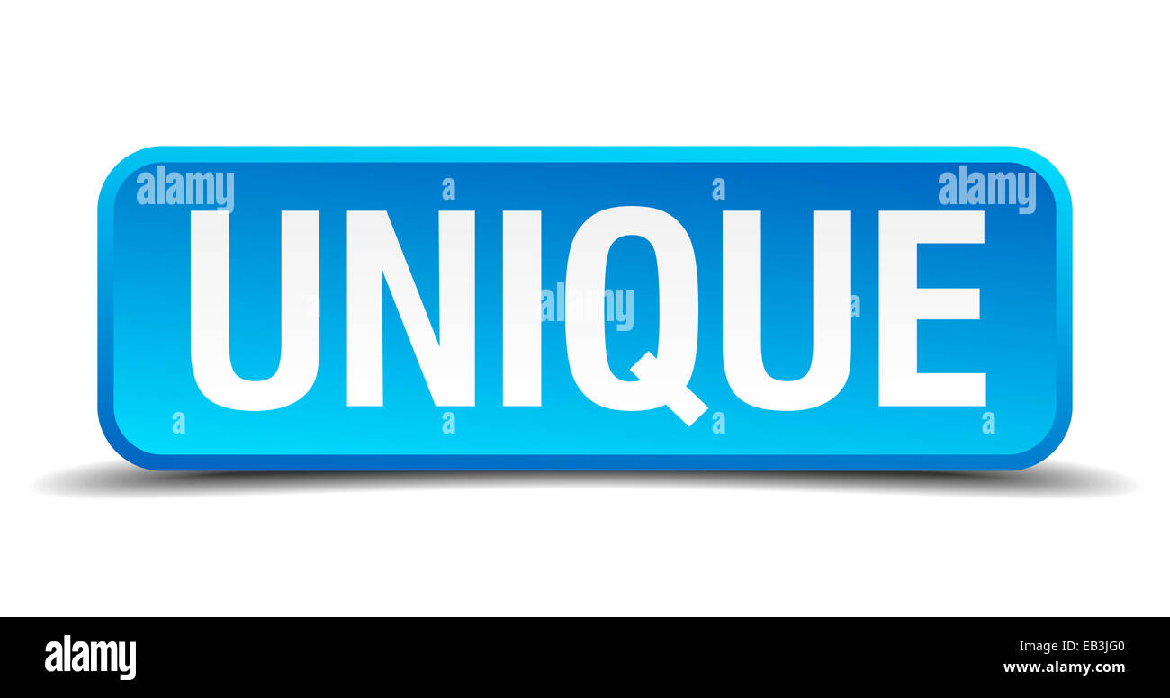 Unique blue 3d realistic square isolated button Stock Photo - Alamy