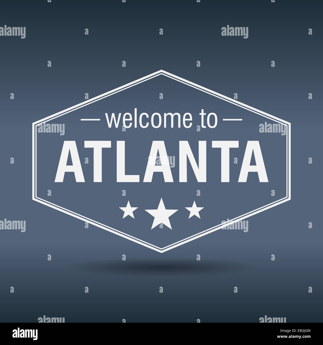welcome to Atlanta hexagonal white vintage label Stock Photo - Alamy
