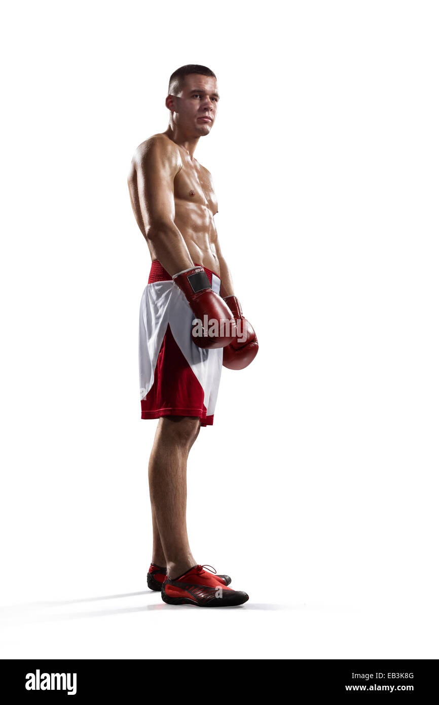 Professionl boxer is isolated on white Stock Photo - Alamy