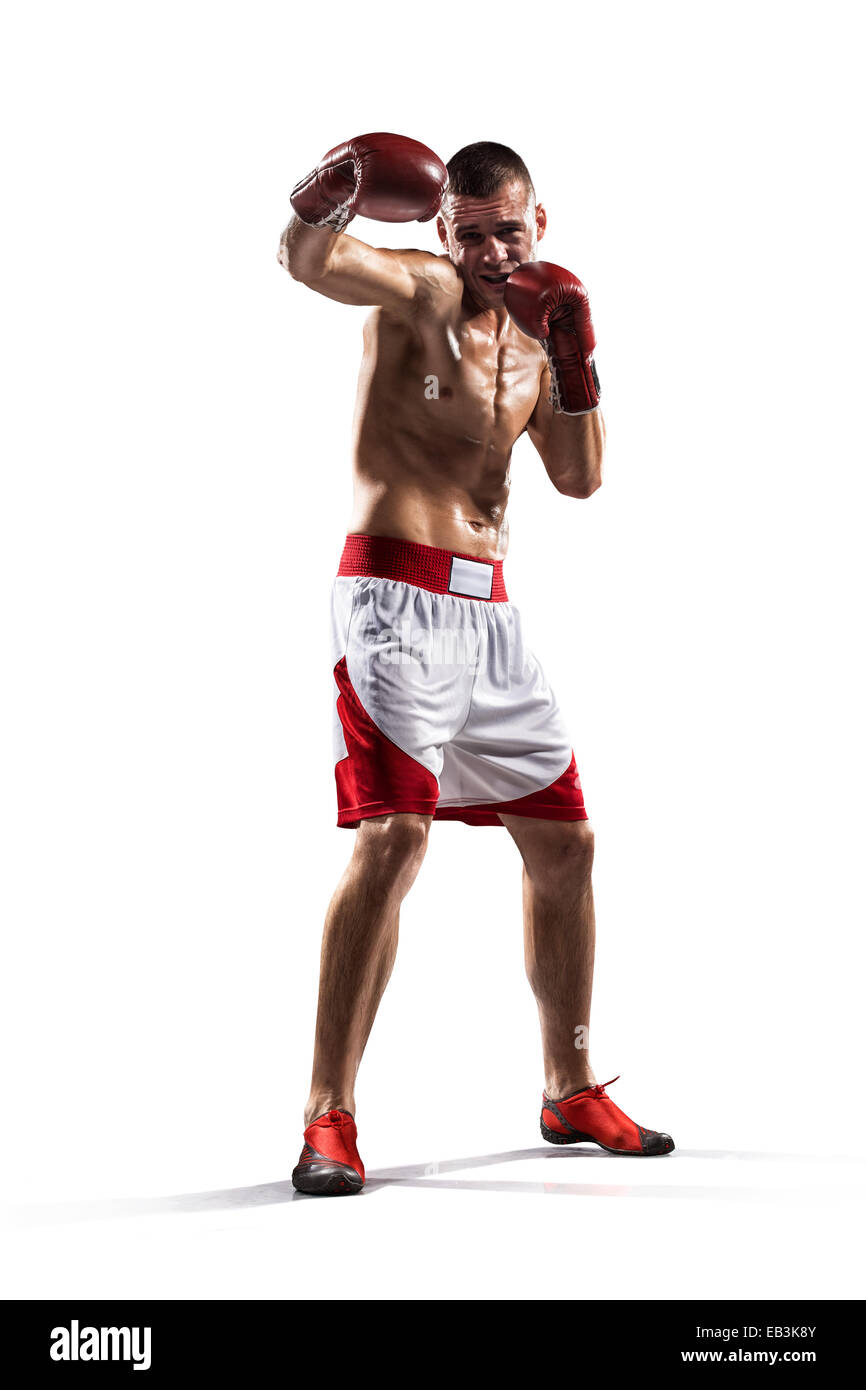 Professionl boxer is isolated on white Stock Photo - Alamy