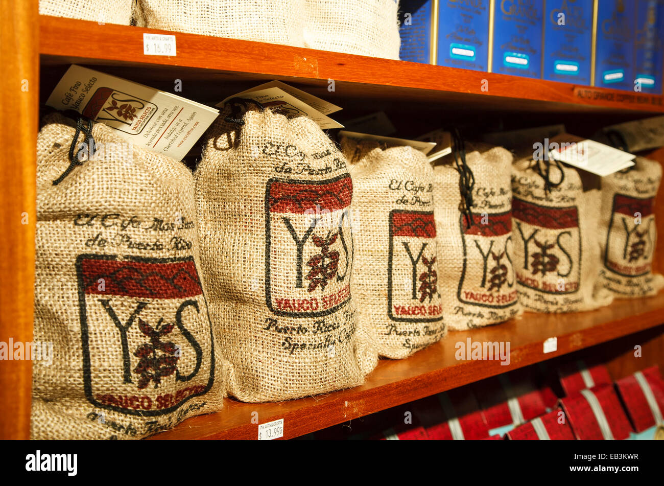 Puerto Rican coffee packages, Old San Juan, Puerto Rico Stock Photo - Alamy