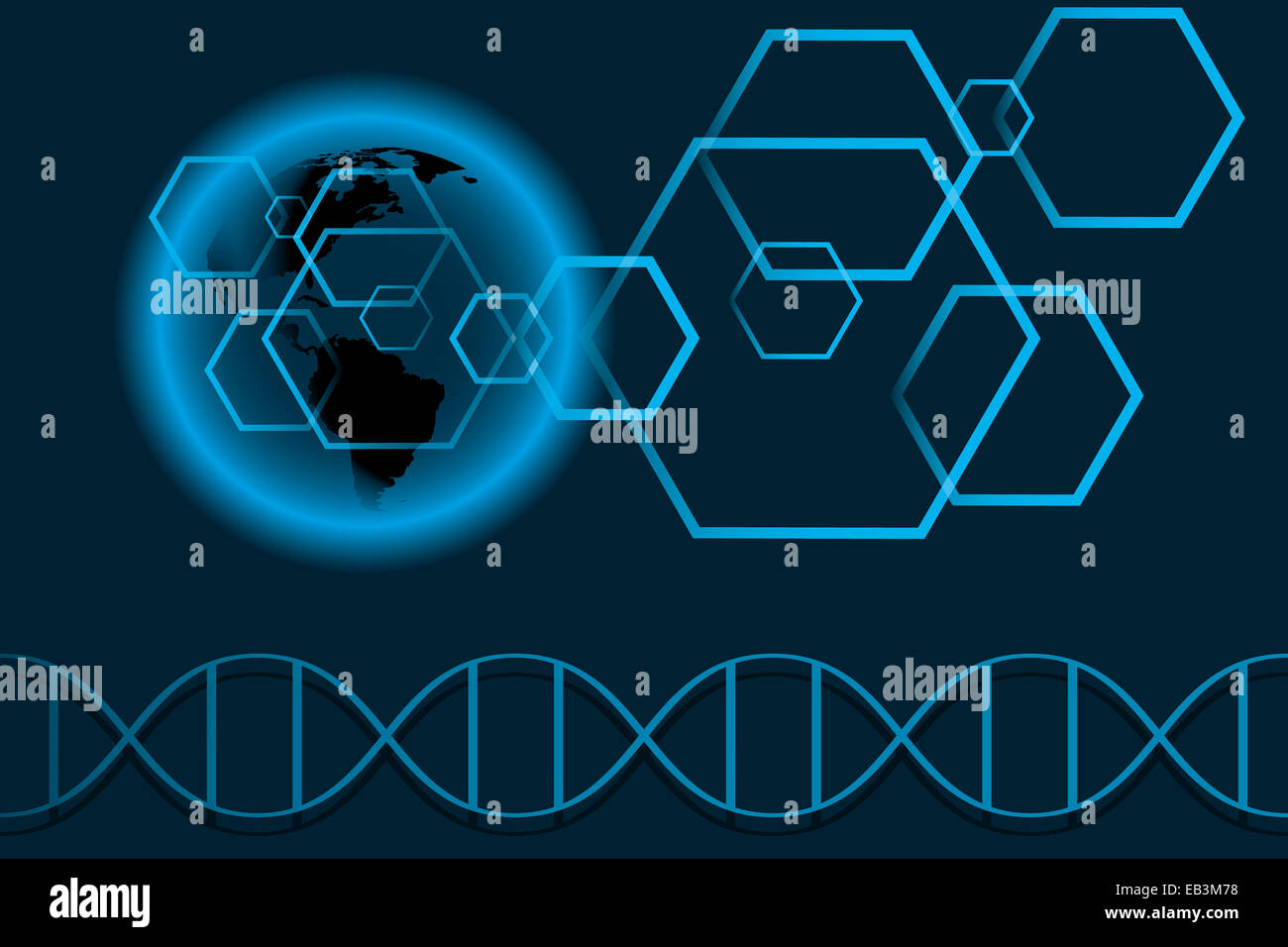 World of science - abstract illustration of USA-map with cells and DNA ...