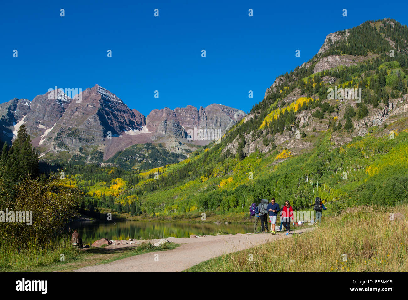 Maroon Bells outside Aspen in the Maroon Bells Snowmass Wilderness of ...