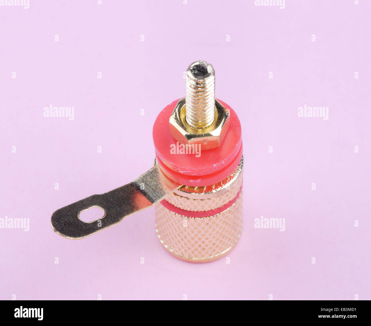 Speaker connector on pink background Stock Photo - Alamy