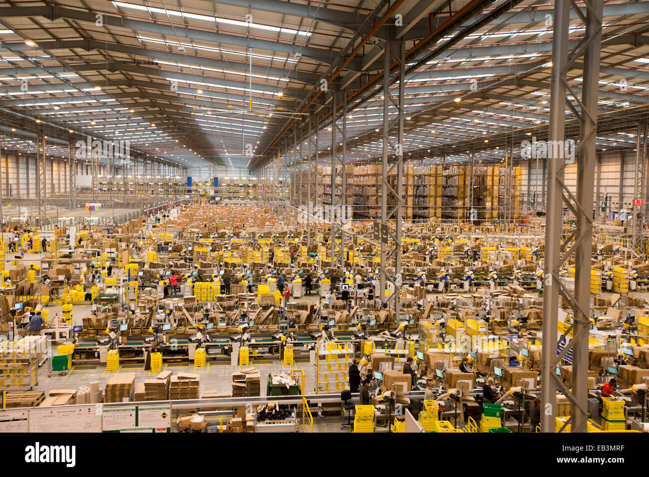 Staff at the Amazon fulfilment centre in Peterborough,Cambs,on Tuesday ...