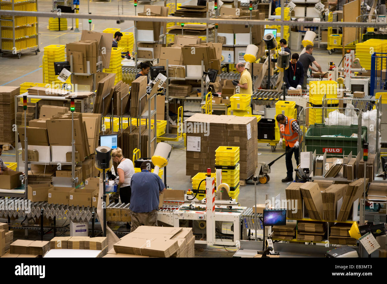 Staff at the Amazon fulfilment centre in Peterborough,Cambs,on Tuesday ...