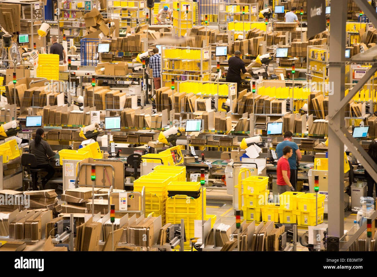 Staff at the Amazon fulfilment centre in Peterborough,Cambs,on Tuesday ...