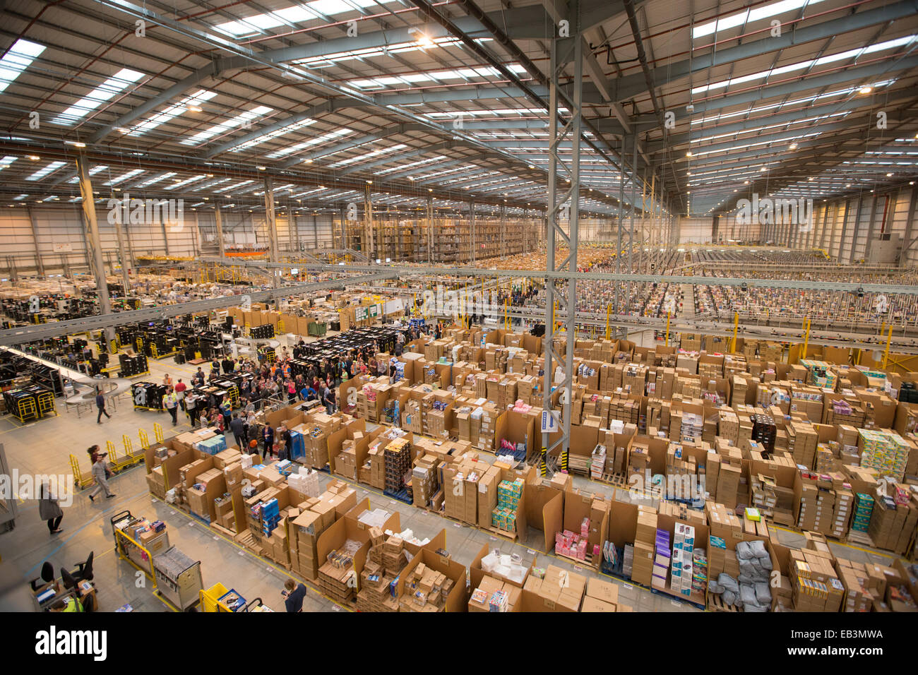 Staff at the Amazon fulfilment centre in Peterborough,Cambs,on Tuesday ...
