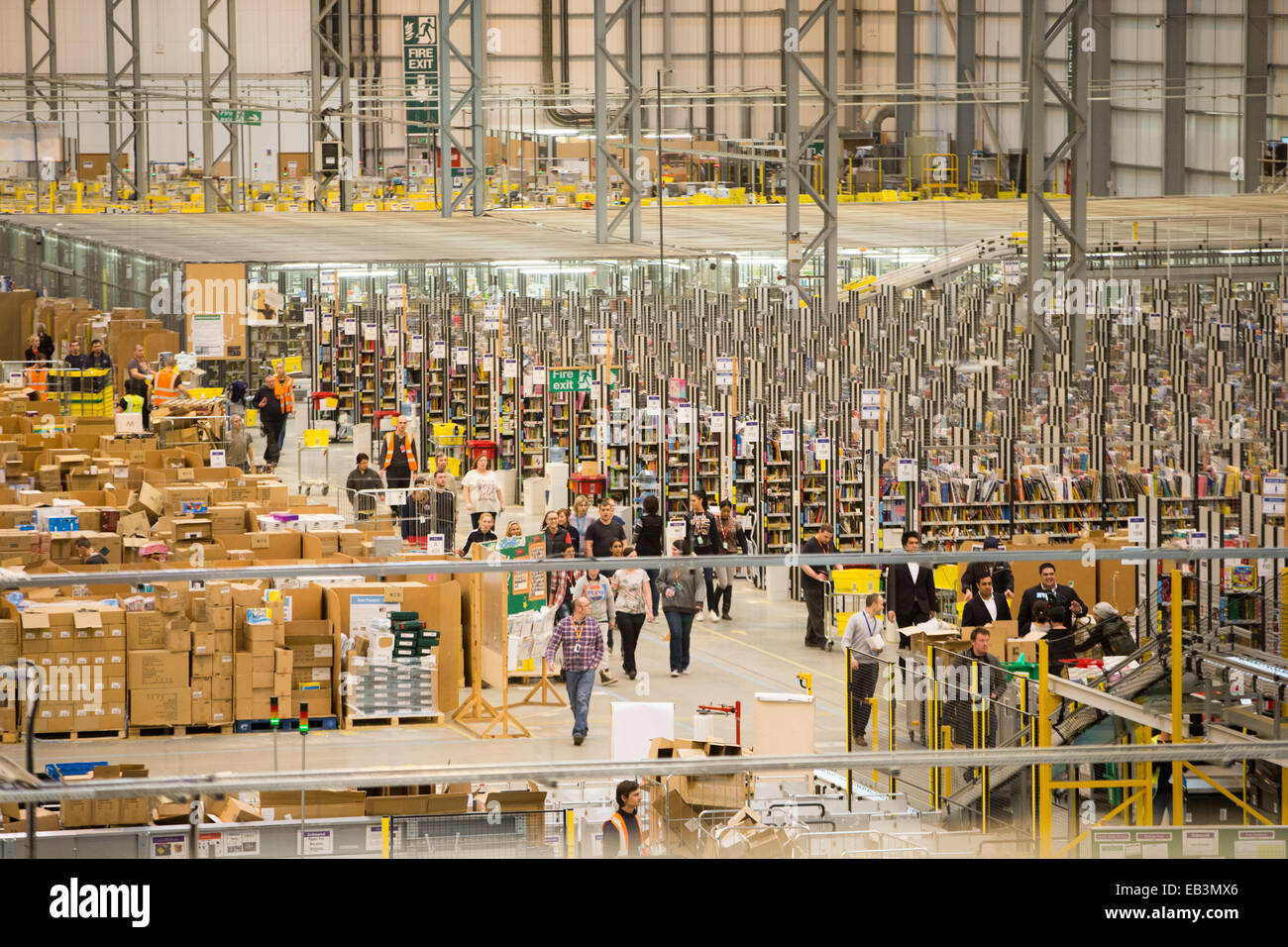 Staff at the Amazon fulfilment centre in Peterborough,Cambs,on Tuesday ...