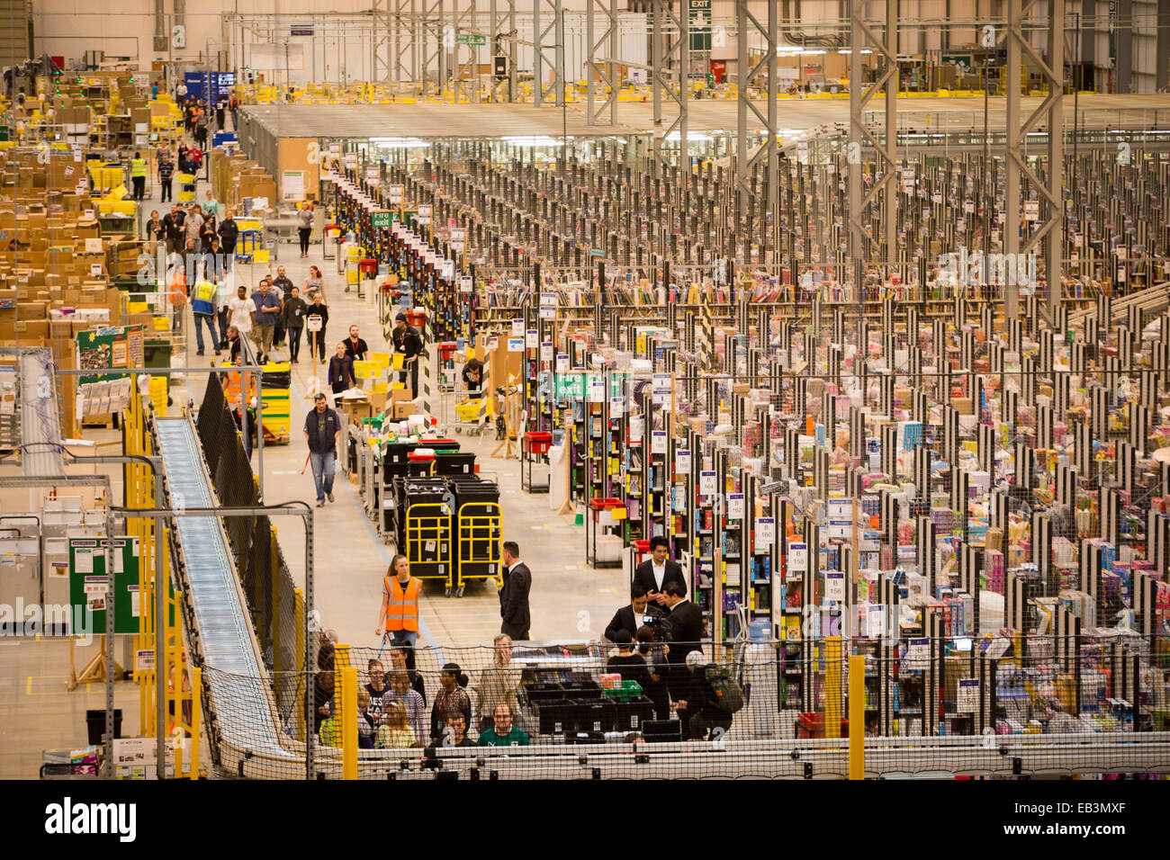 Staff at the Amazon fulfilment centre in Peterborough,Cambs,on Tuesday ...