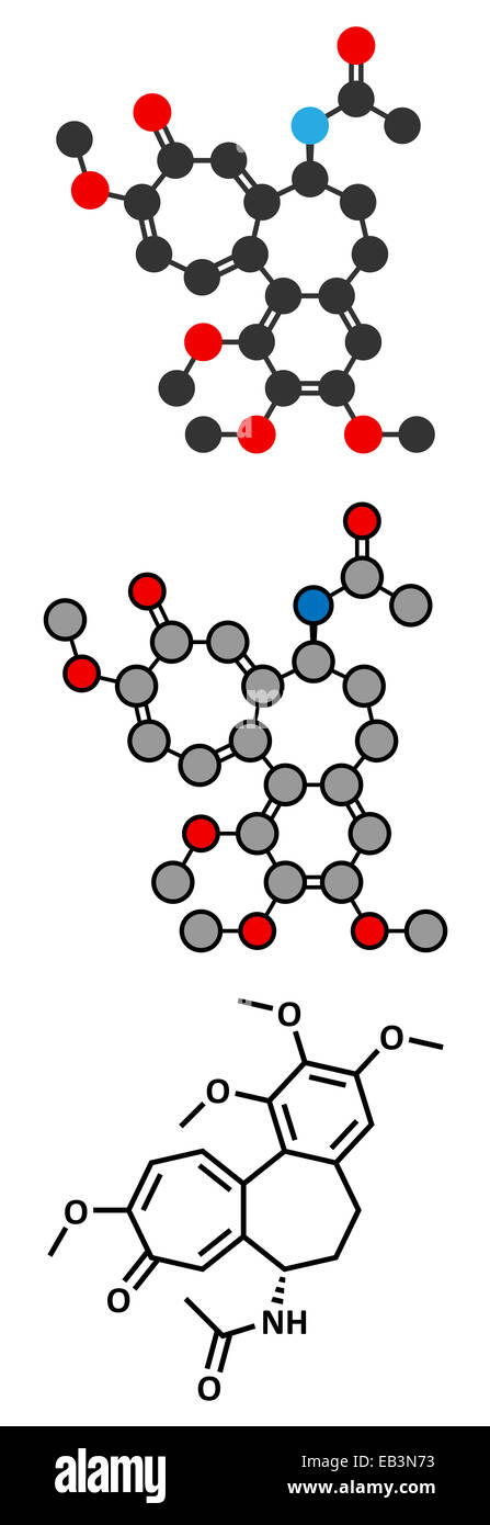 Colchicin gout drug molecule. Conventional skeletal formula and ...