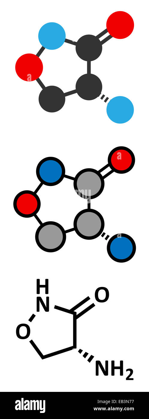 Cycloserine (D-cycloserine) tuberculosis drug molecule. Conventional ...