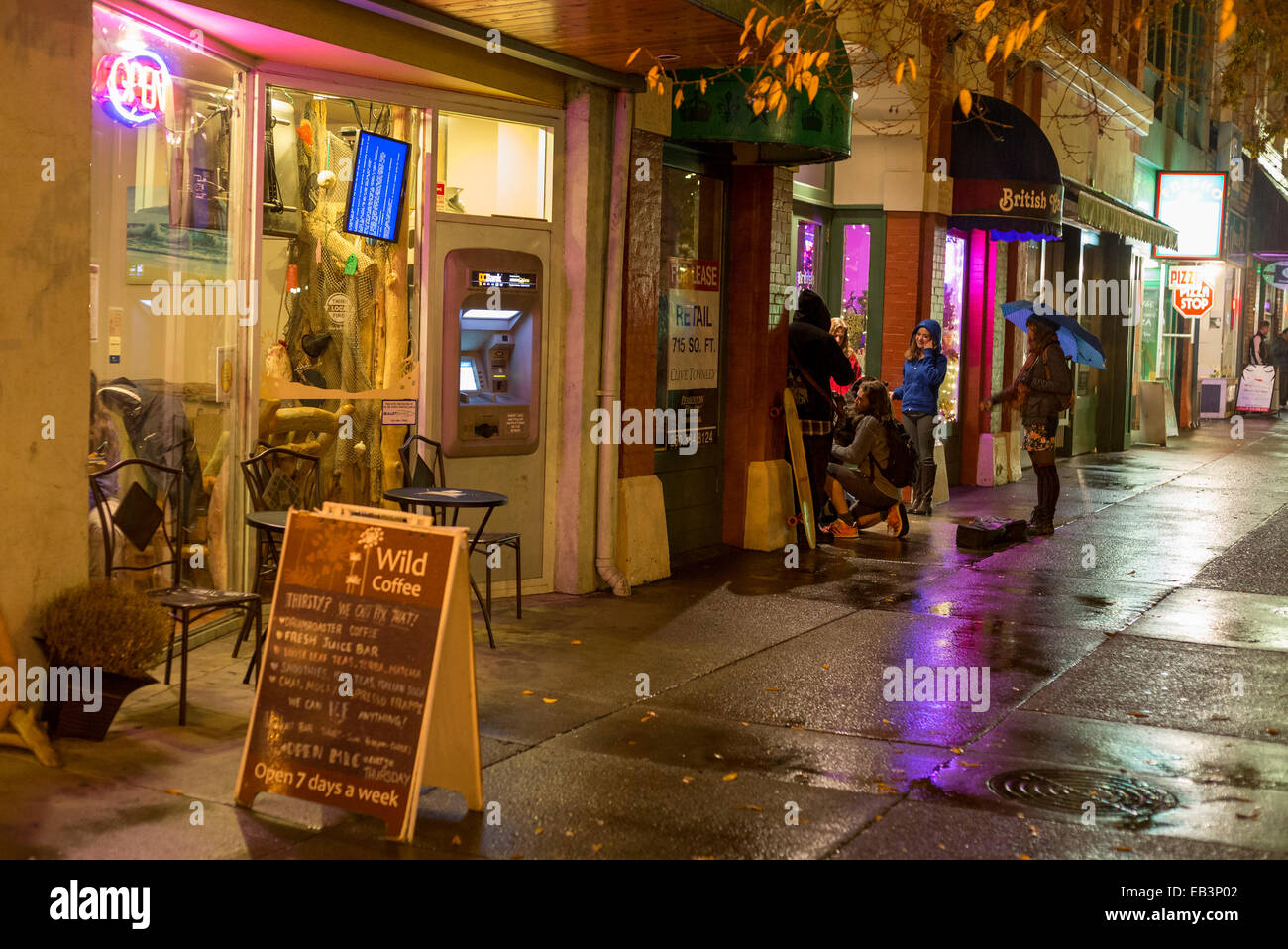 Young musician buskers in downtown Victoria at night-Victoria, British ...