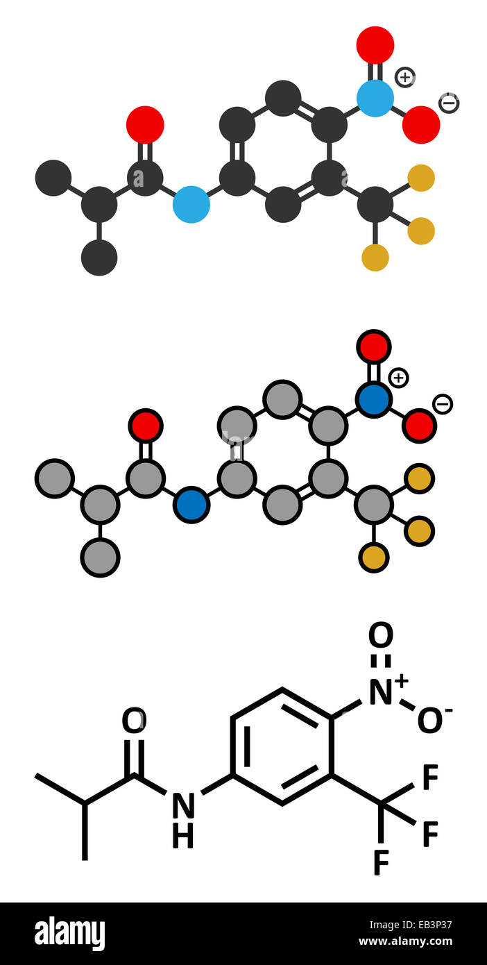 Flutamide prostate cancer drug (anti-androgen) molecule. Conventional ...