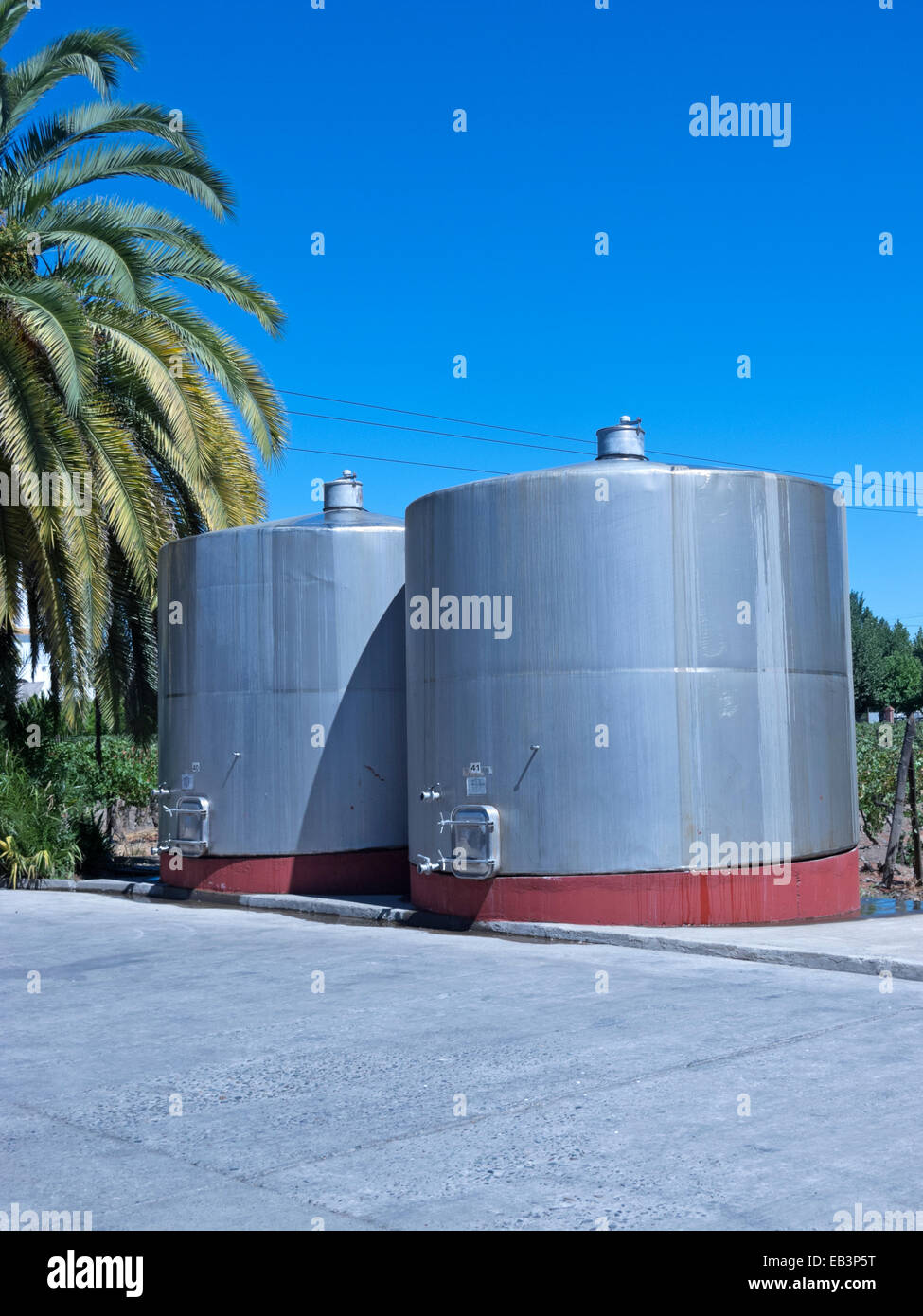 Some wine metallic fermentation tanks. Wine industry in Chile Stock ...