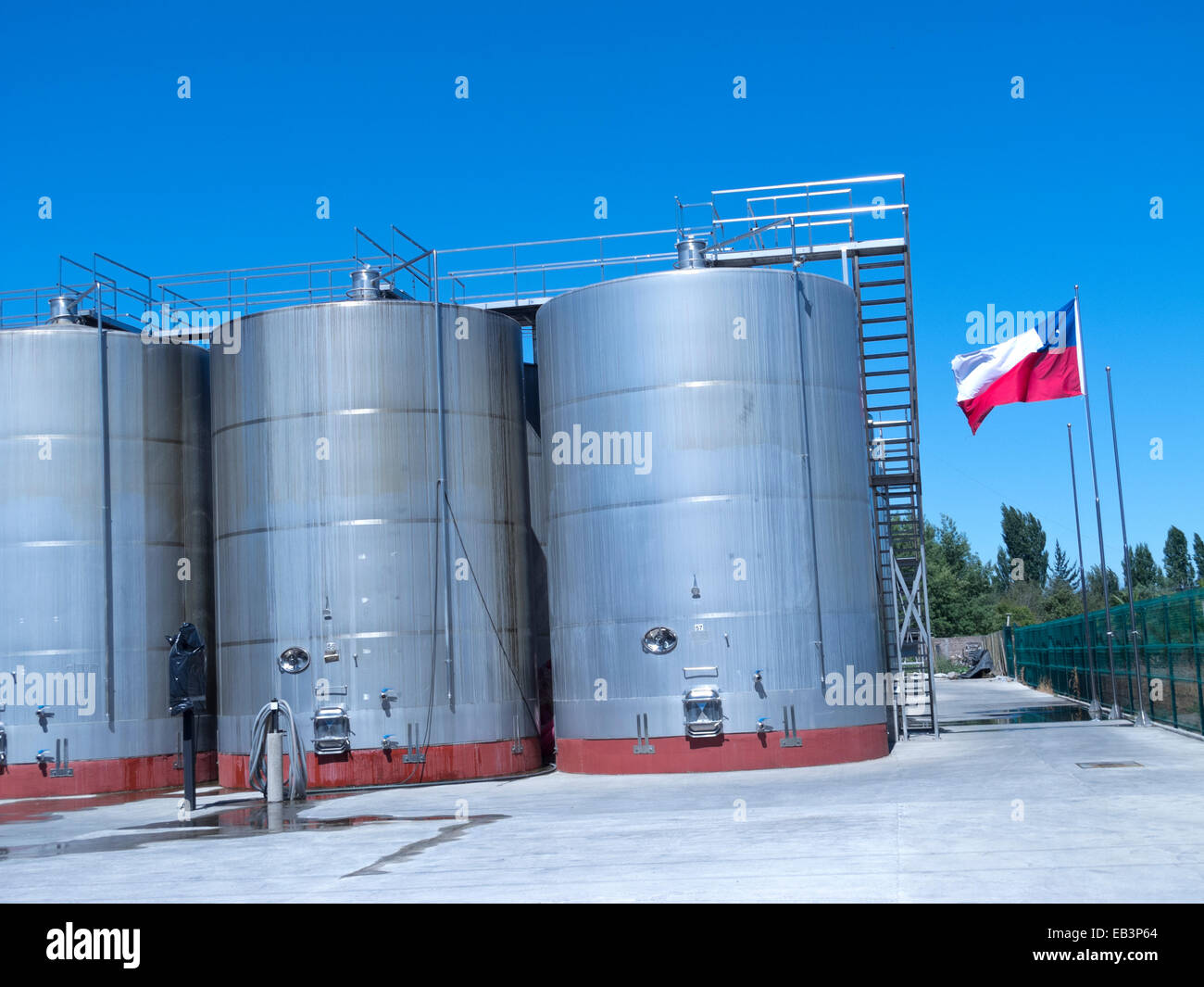 Some wine metallic fermentation tanks. Wine industry in Chile Stock ...