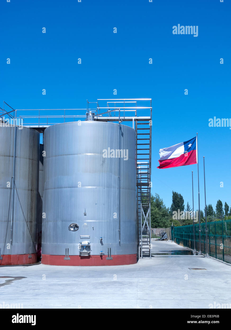 Some wine metallic fermentation tanks. Wine industry in Chile Stock ...