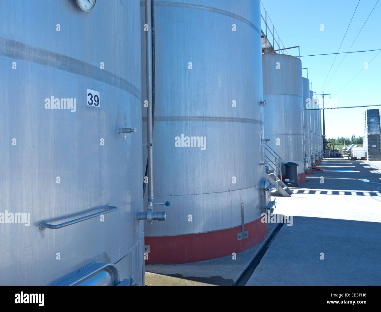 Some wine metallic fermentation tanks. Wine industry in Chile Stock ...