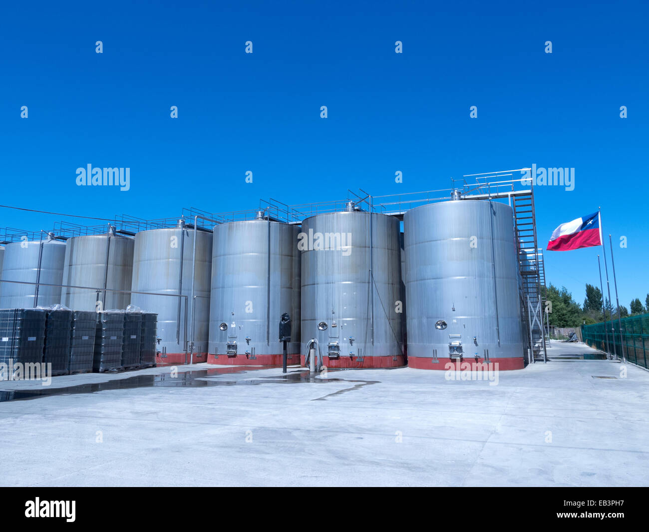 Some wine metallic fermentation tanks. Wine industry in Chile Stock ...