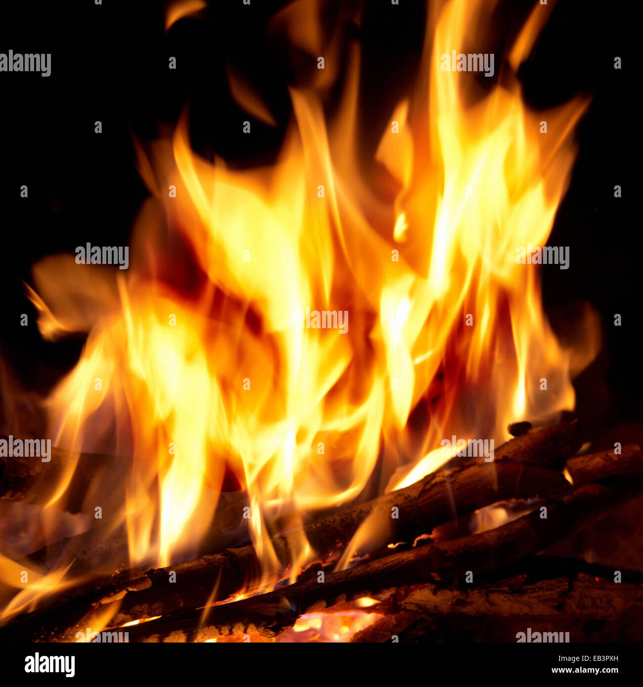 Red bright campfire with the black background Stock Photo - Alamy
