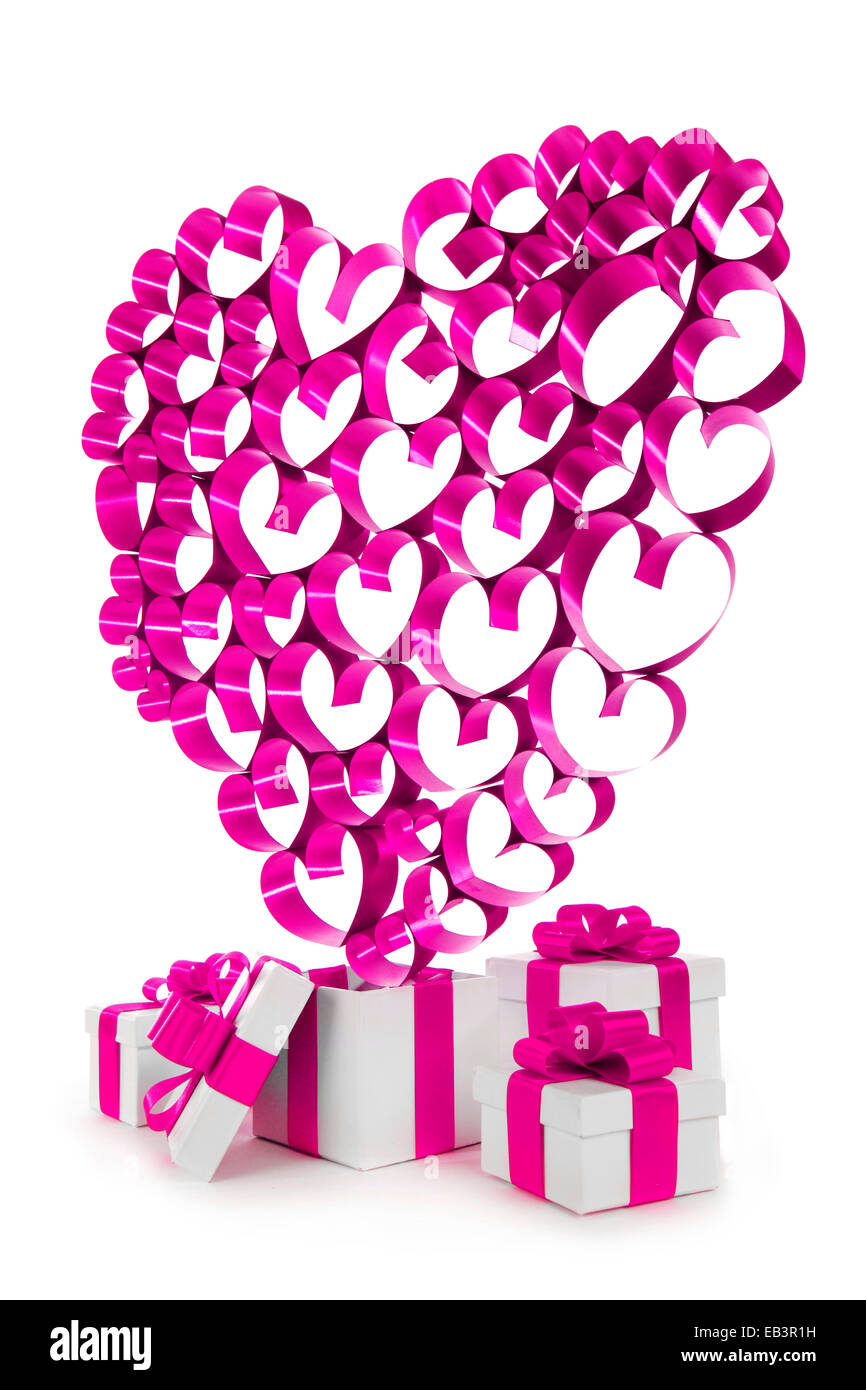 Pink gift boxes hearts Cut Out Stock Images & Pictures - Alamy