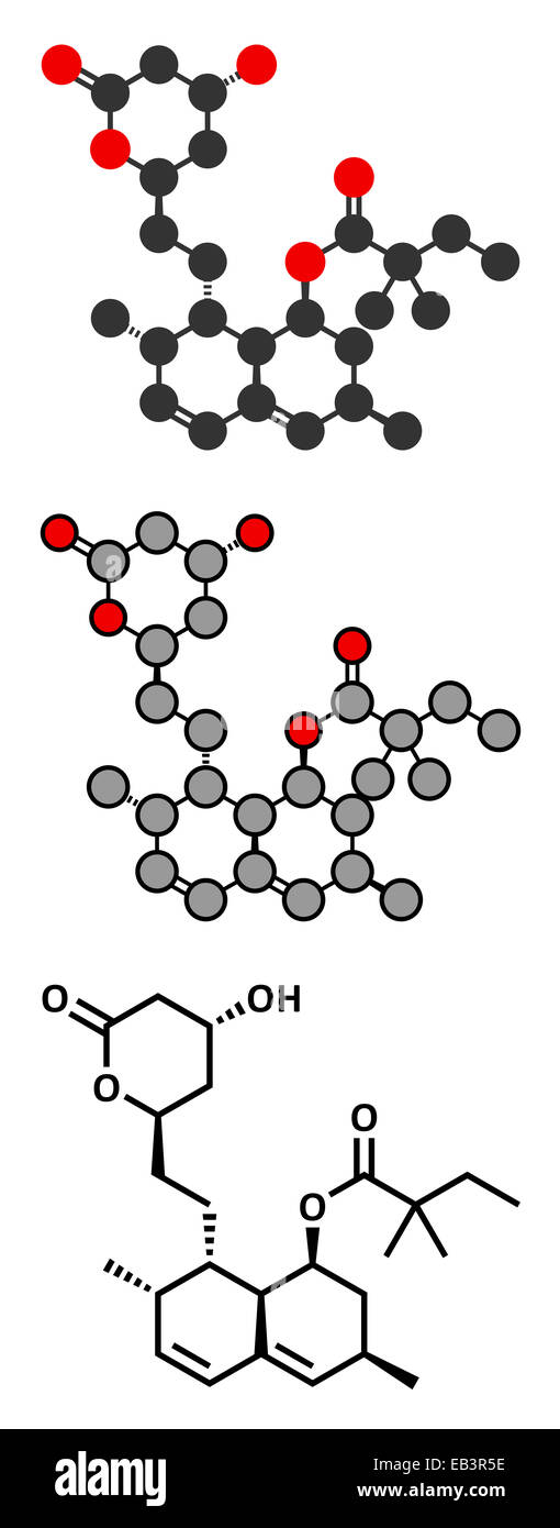 Simvastatin cholesterol lowering drug (statin class) molecule ...