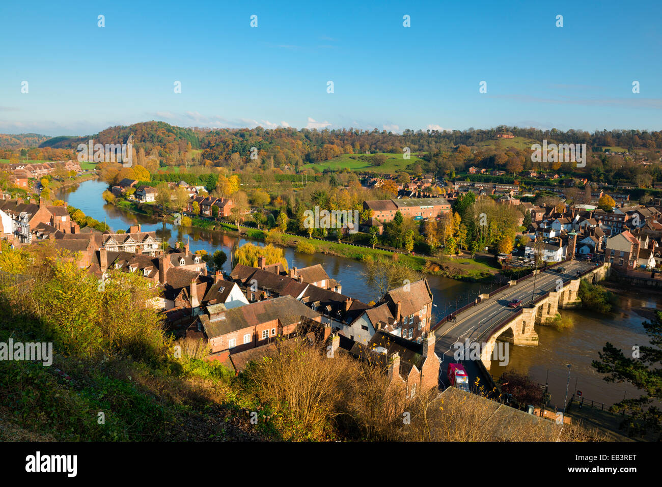 Low Town seen from High Town in Bridgnorth, Shropshire, England Stock ...