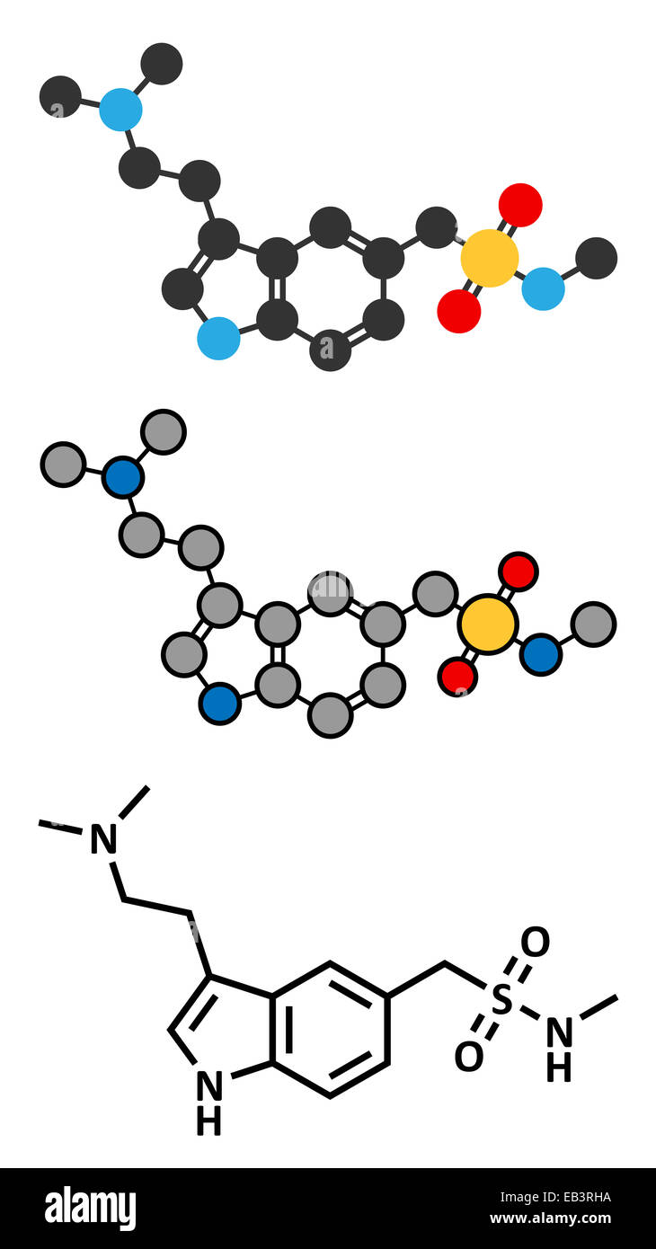 Sumatriptan migraine headache drug (triptan class) molecule ...
