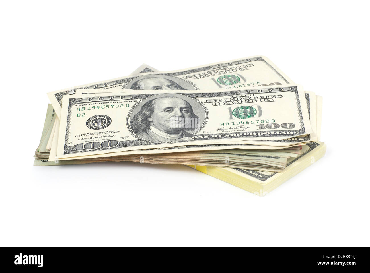 Stack of money- cash of US dollars isolated on white background Stock ...