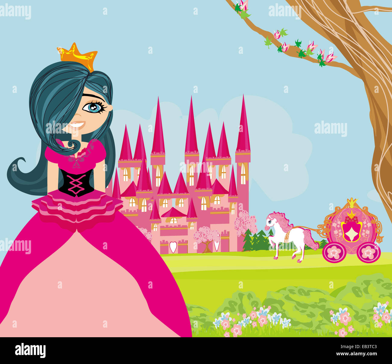 Beautiful little princess in front of her castle Stock Photo - Alamy