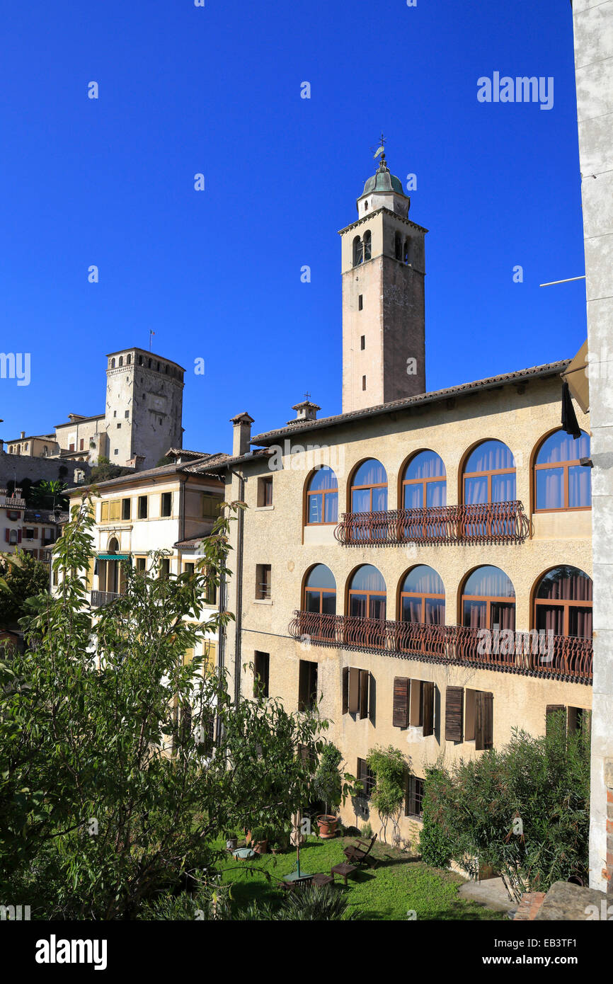 Asolo Castle and Cathedral Bell Tower, Italy, Veneto Stock Photo - Alamy
