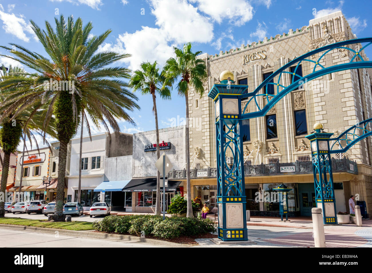 Daytona Beach Florida,South Beach Street,businesses,district,palm trees ...
