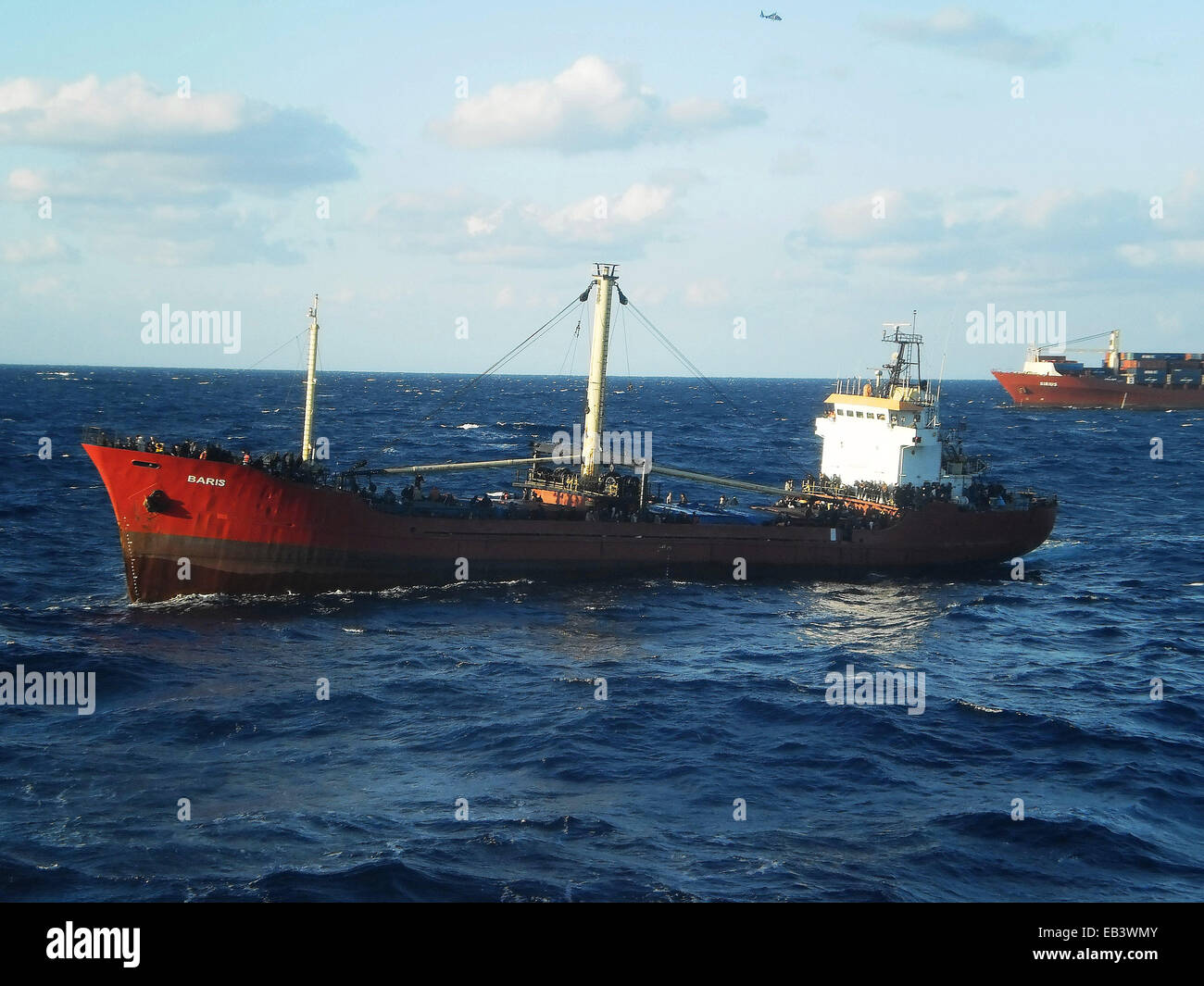 Crete, GREECE. 25th Nov, 2014. A freighter crammed with hundreds of ...