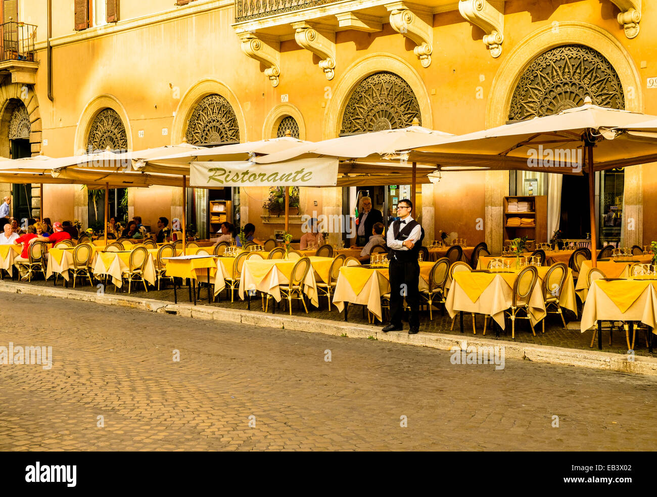 Outdoor restaurant in Piazza Navona, one the largest public square in ...