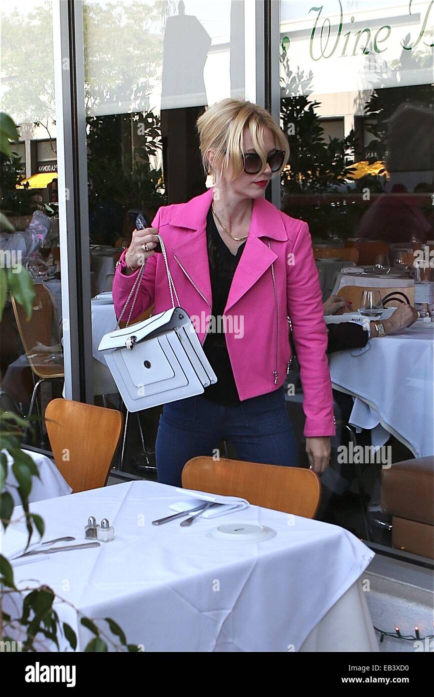 January Jones wears a hot pink jacket out in Beverly Hills Featuring ...