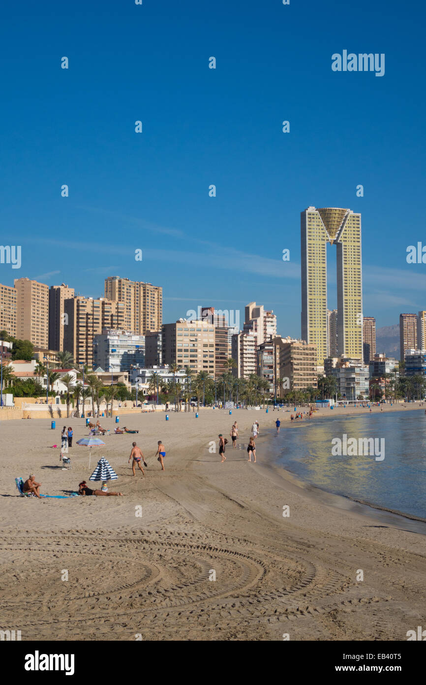 Edificio Intempo Benidorm, Costa Blanca, Spain, Europe. Beach scene ...
