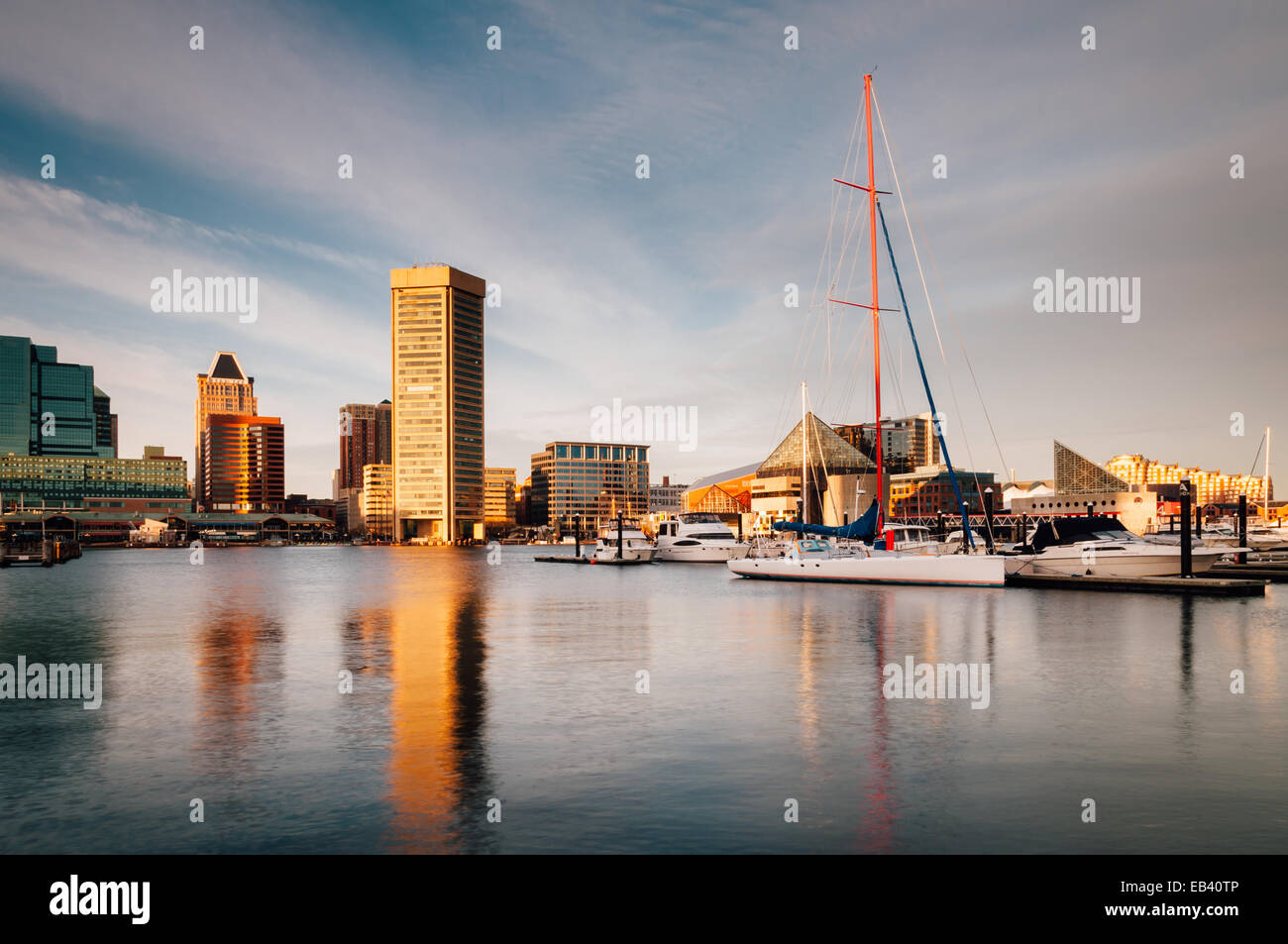 Evening light on the Inner Harbor, Baltimore, Maryland Stock Photo - Alamy
