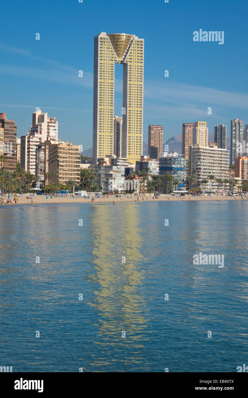 Edificio Intempo Benidorm, Costa Blanca, Spain, Europe. View across bay ...