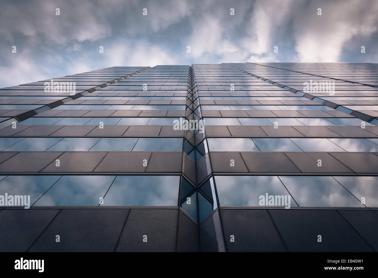 Evening sky reflecting in modern glass architecture at 250 West Pratt ...