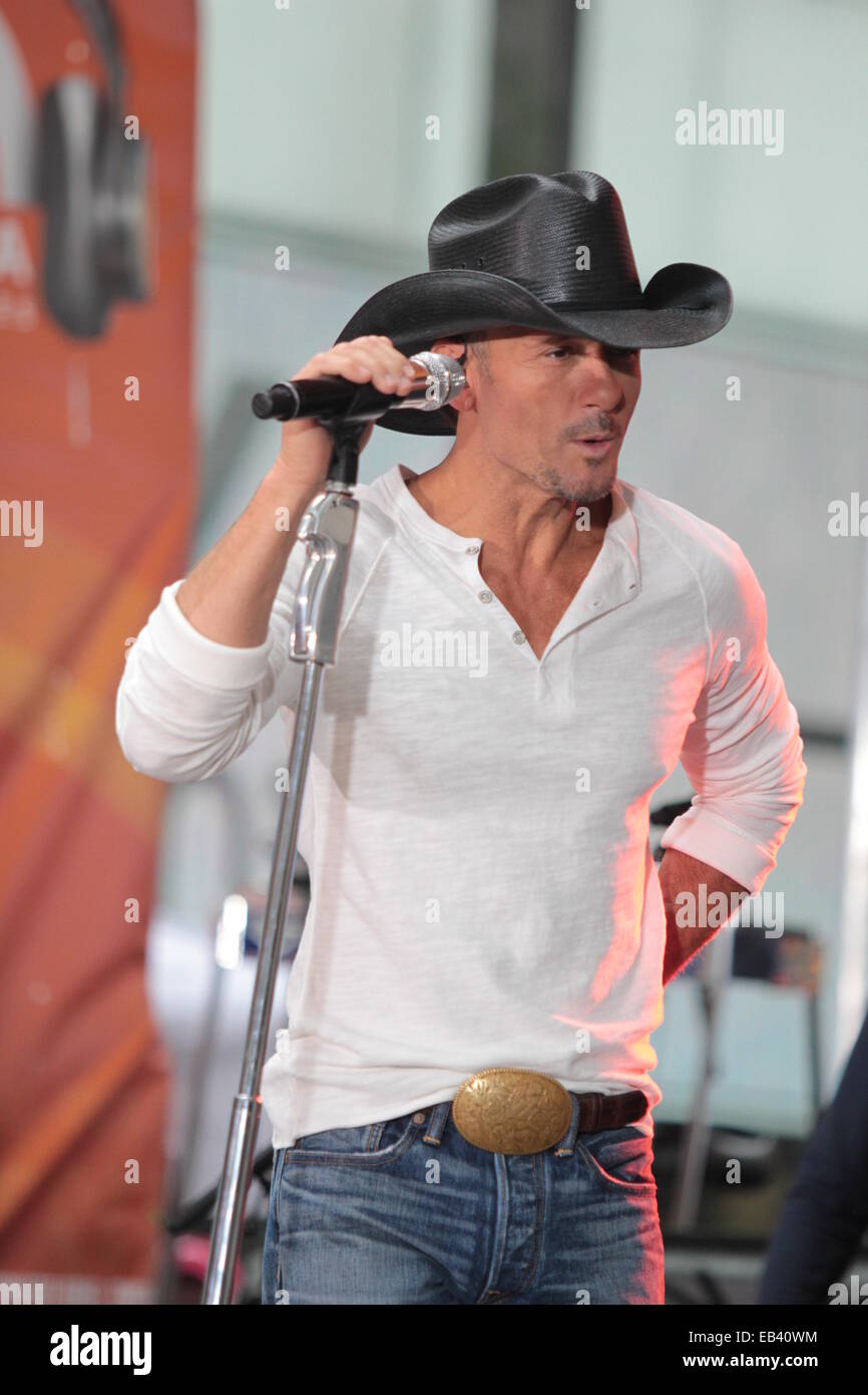 Tim McGraw performing live on 'The Today Show' at the Rockefeller Plaza ...