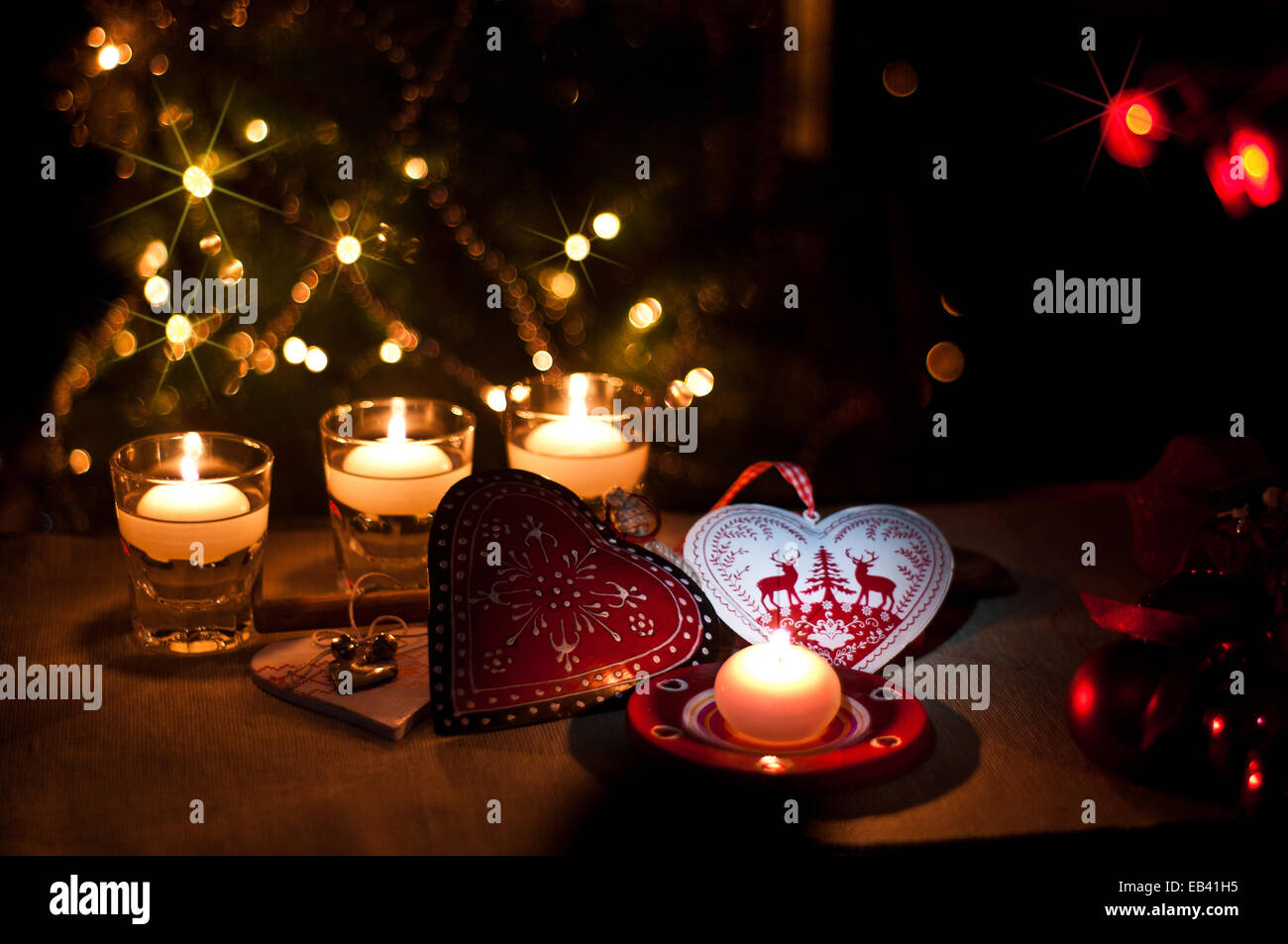 hearts christmas , christmas decorations , balls, stars, lights and ...