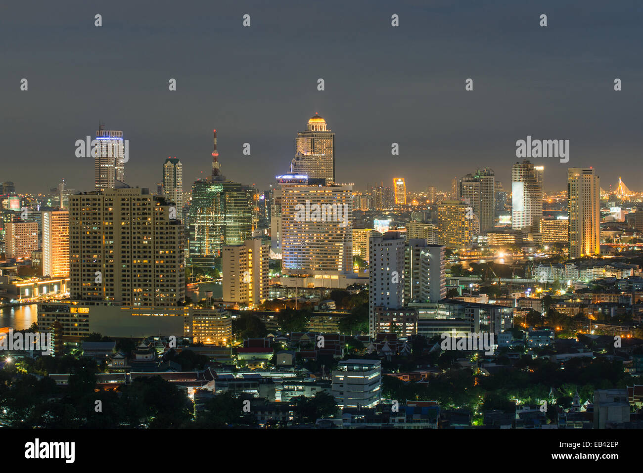 Bangkok cityscape from top view with river Stock Photo - Alamy