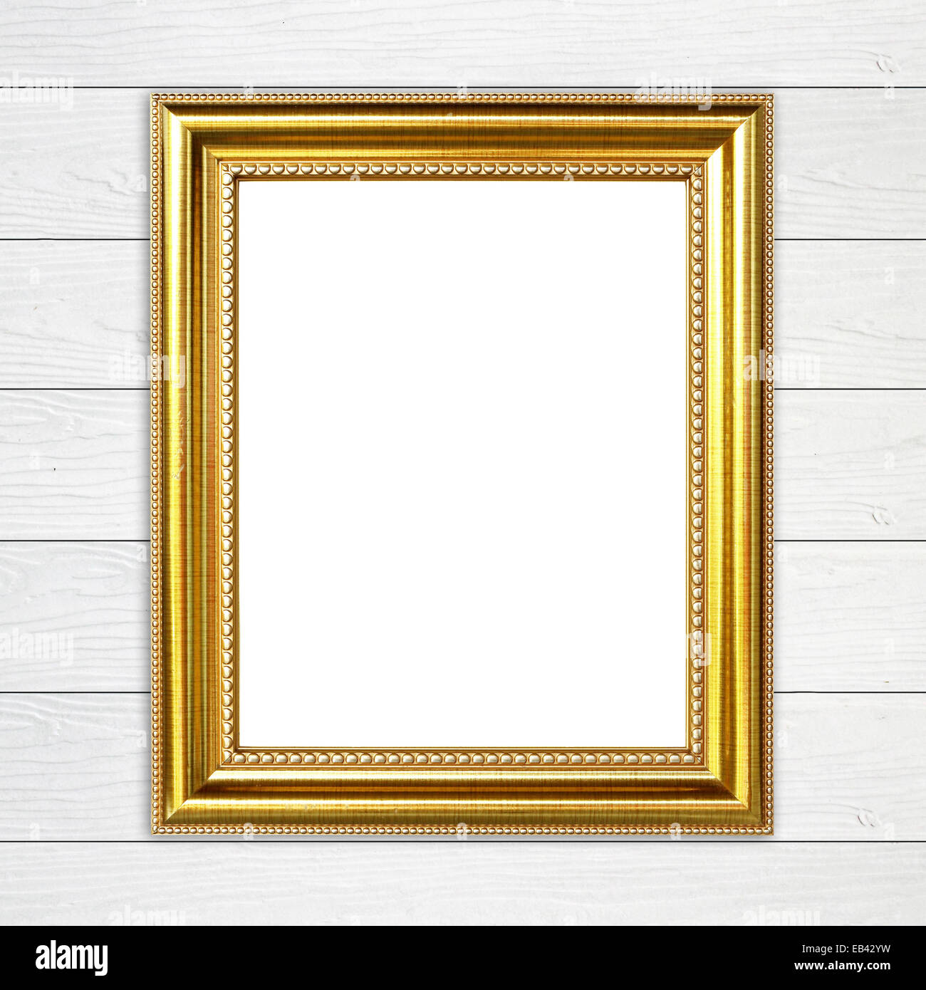 blank golden frame on wood wall background Stock Photo - Alamy