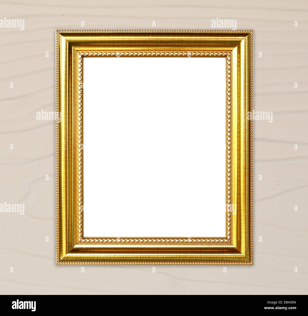 blank golden frame on wood wall background Stock Photo - Alamy