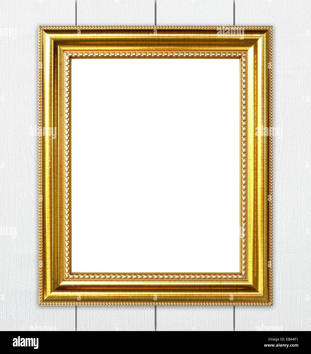 blank golden frame on wood wall background Stock Photo - Alamy