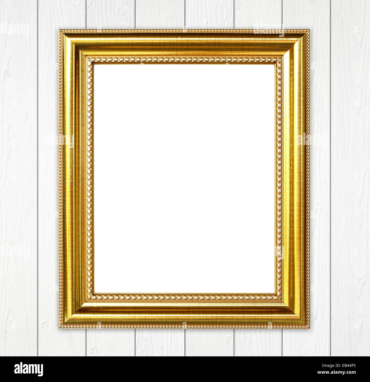 blank golden frame on wood wall background Stock Photo - Alamy